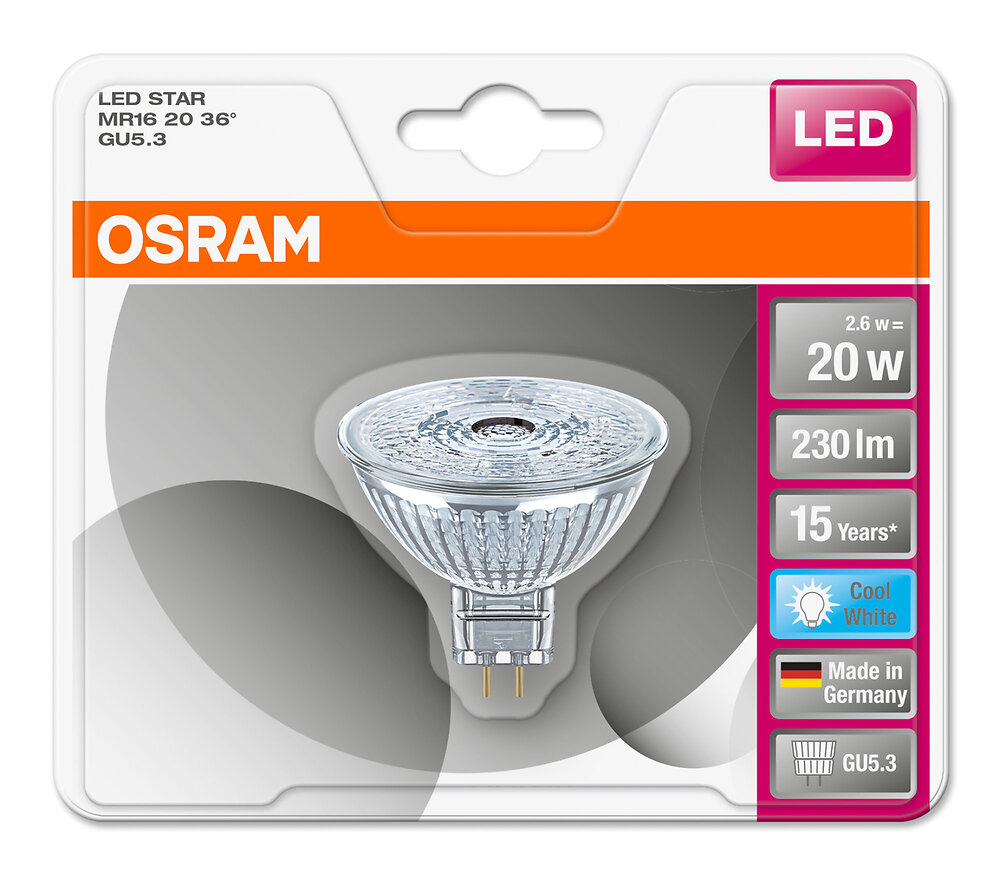 Spot Mr16 Led 36° Verre 2 9w 20 Gu5 3 Froid Bricorama
