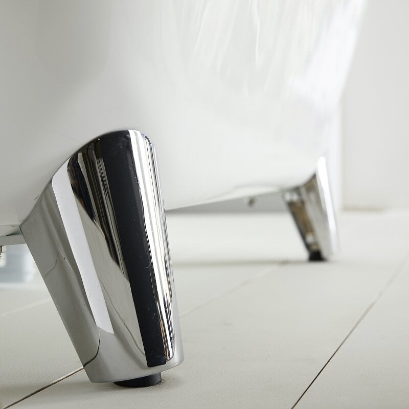 Baignoire îlot Charly blanche rétro + pieds conique chrome | Bricorama