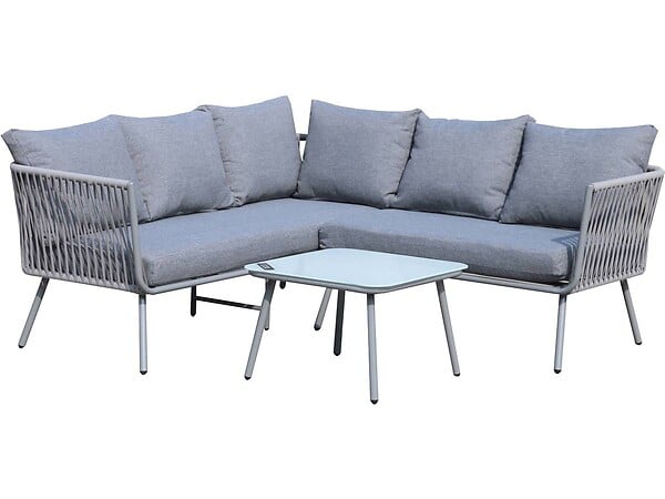 Salon de jardin en corde tressée Zanzibar - Gris clair | Brico Cash