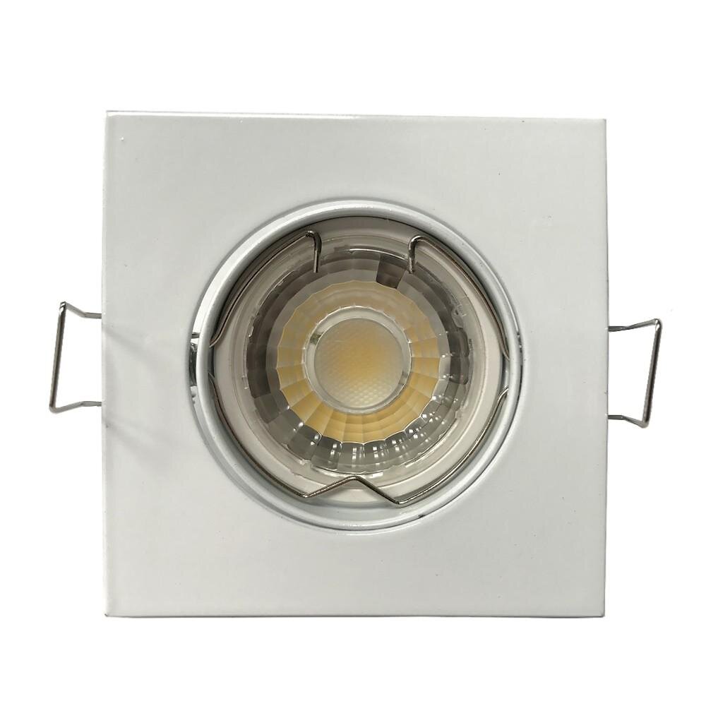 Kit Spot Led Gu10 Orientable Carré Blanc Avec Ampoule Led 8w Pack De