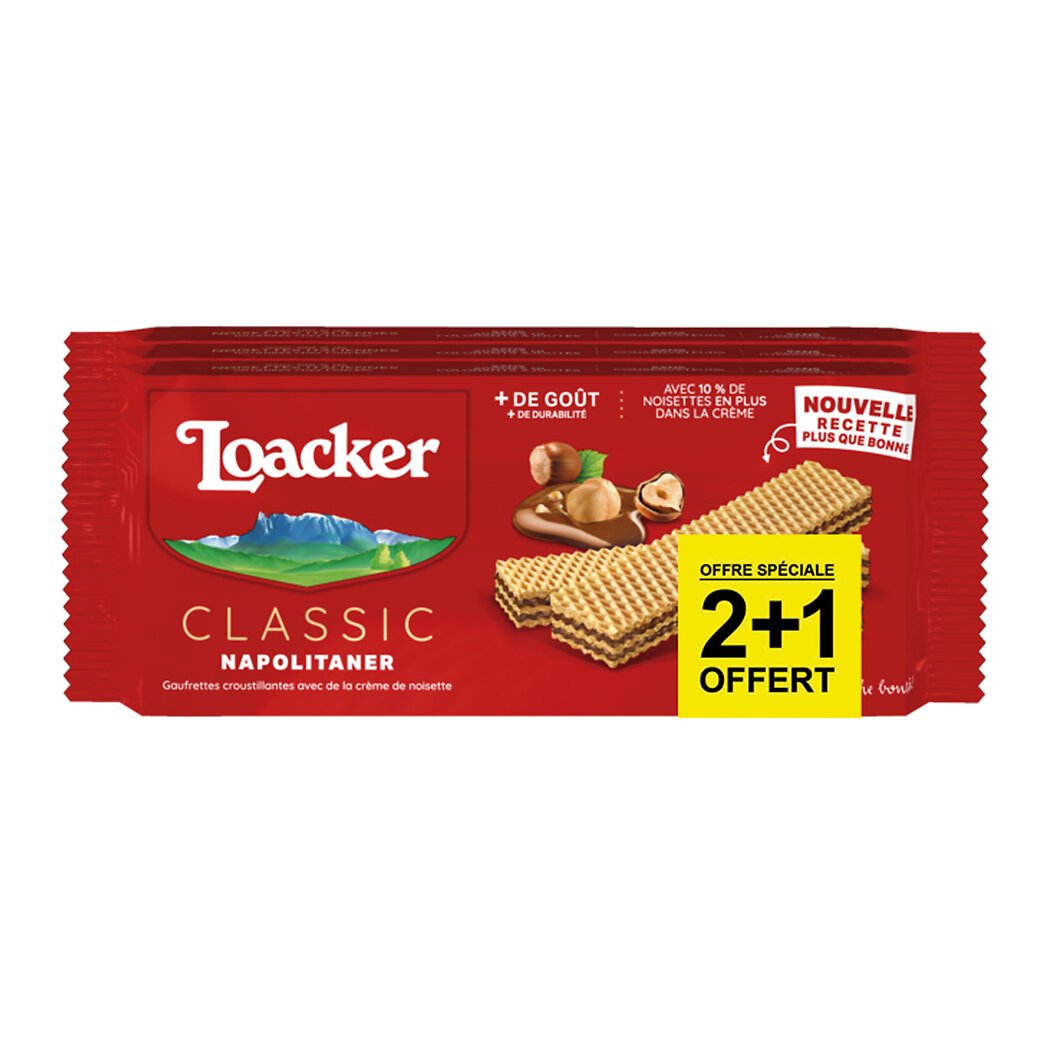 Gaufrettes croustillante fourrées à la crème de noisette Loacker ...