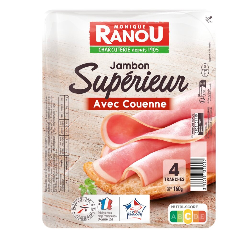 Jambon de porc supérieur avec couenne cuit à l'étouffée Monique Ranou ...