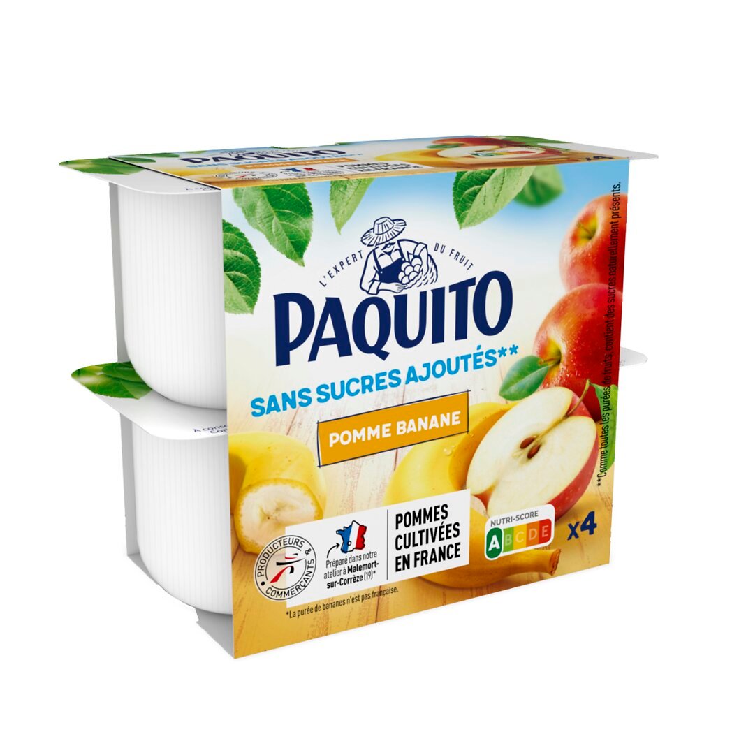 Purée de pomme banane sans sucres ajoutés Paquito - Intermarché