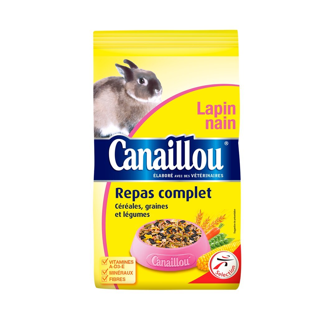 Repas complet céréales, graines et légumes pour lapin nain Canaillou ...