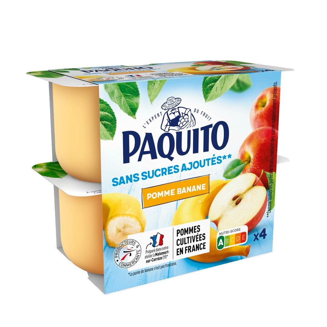 L'Essentiel - Purée de pomme banane sans sucres ajoutés Paquito ...