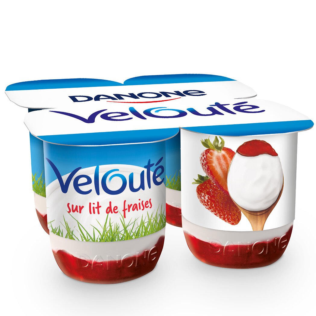 Velouté - Yaourt brassé nature sur lit de fraise Danone - Intermarché