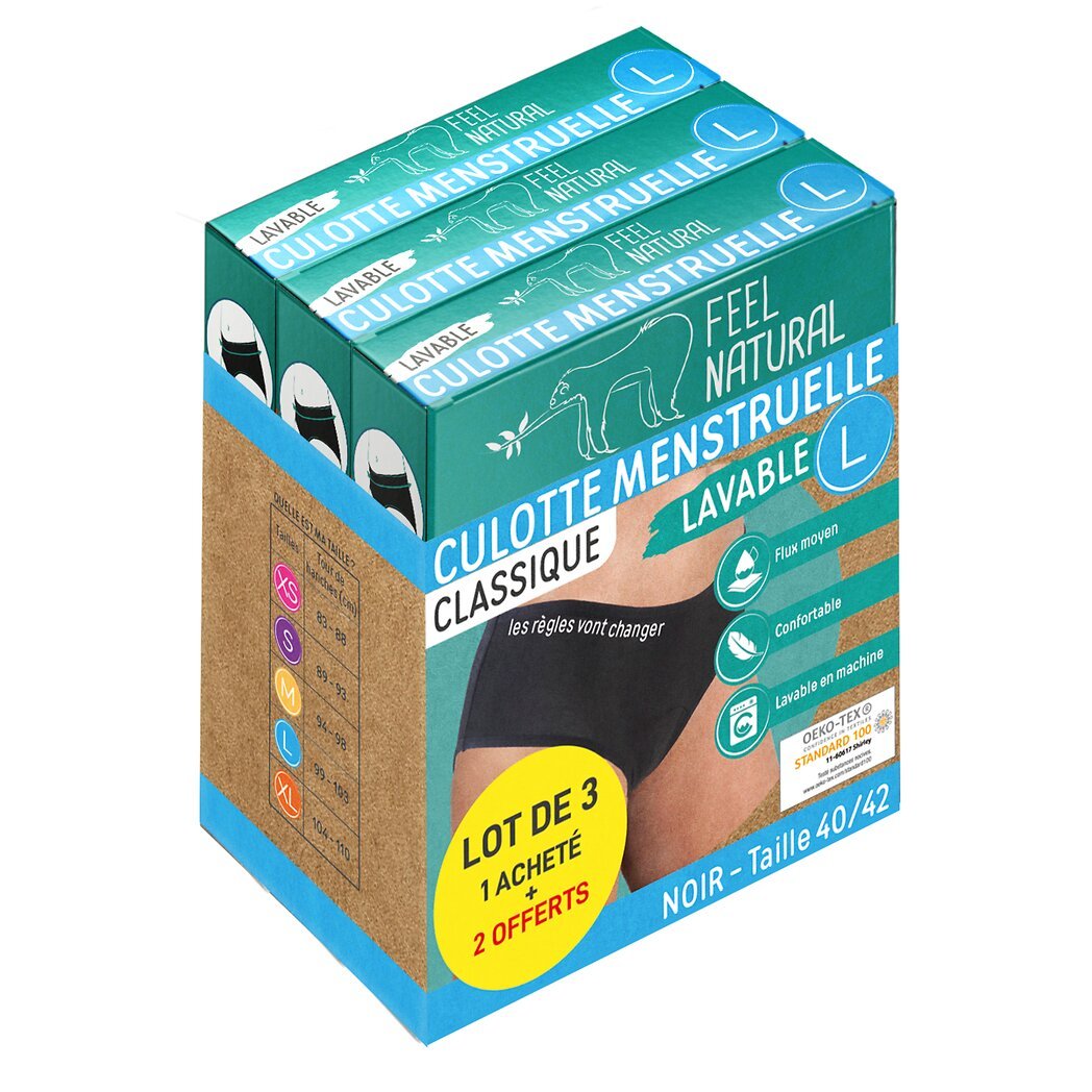 Culottes menstruelles coloris Noir - taille L (40/42) Feel Natural ...