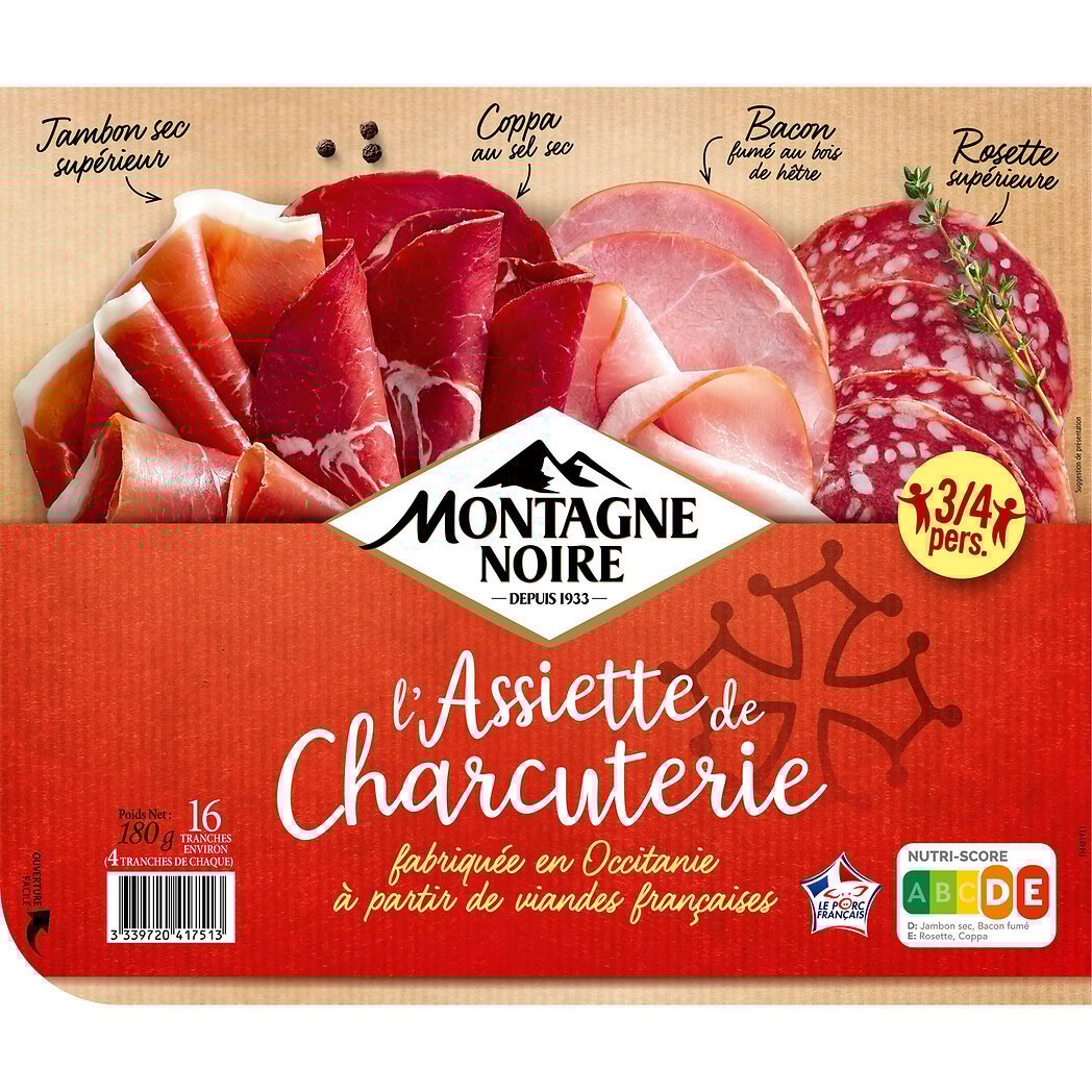 Assiette charcuterie rosette coppa jambon sec et bacon fumé Montagne ...